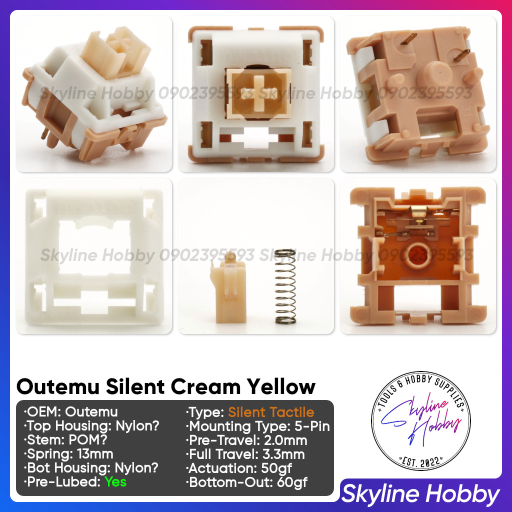 Switch bàn phím cơ Outemu - Silent Peach V2, Silent Lime V2, Silent Ocean, Cream Blue, Pink ...
