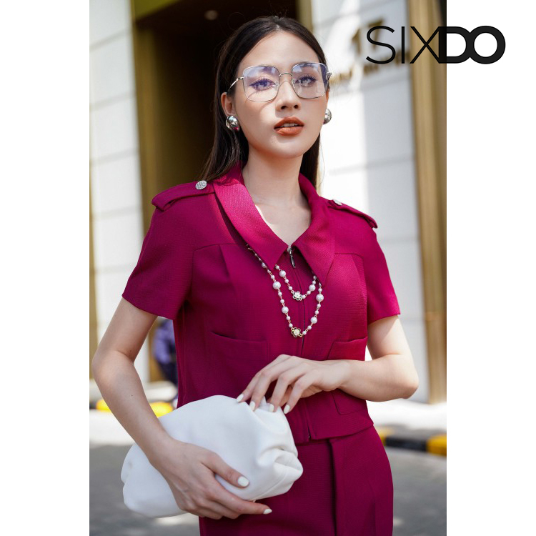 Áo vest nữ ngắn tay dáng lửng khóa kéo SIXDO (Wine Cropped Raw Vest ...