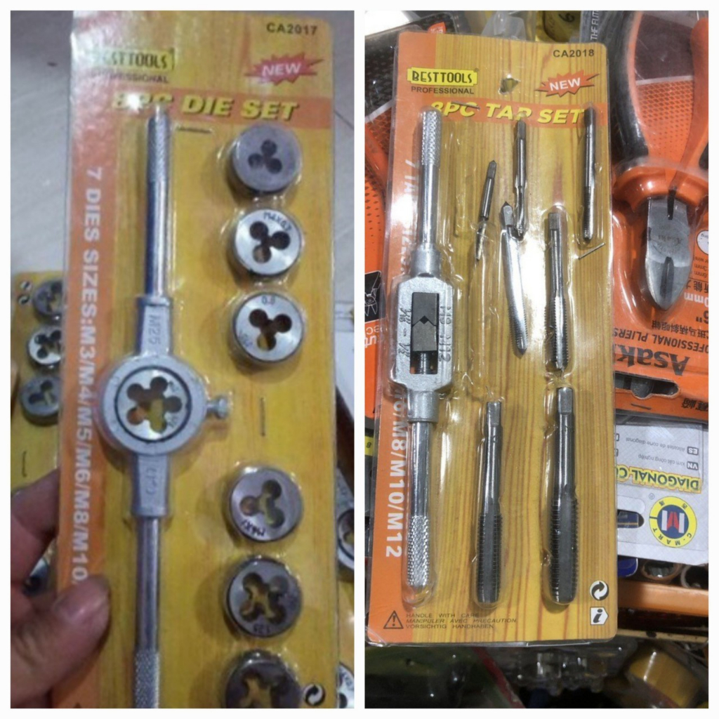 Bộ bàn ren M3 - M12 + tay quay (8 chi tiết). Bộ taro M3 - M12 + Tay ...