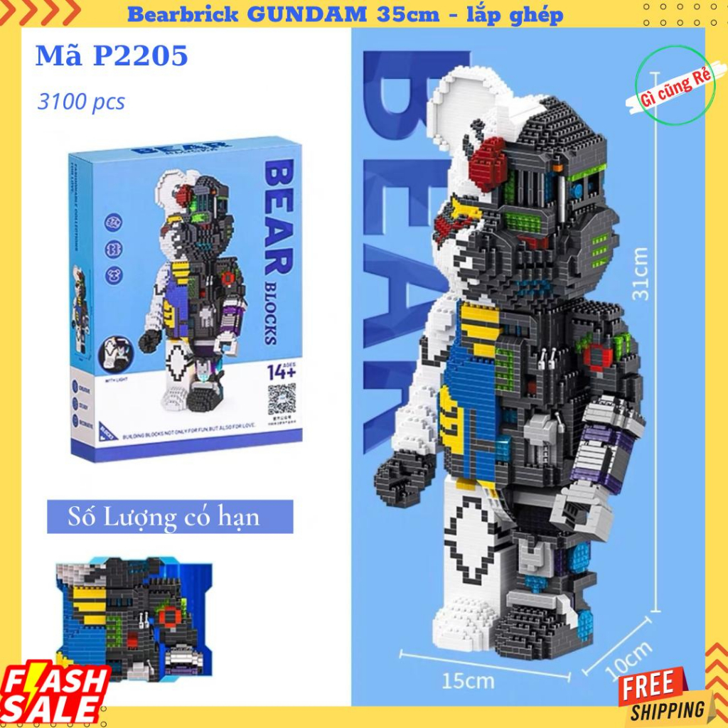 Đồ chơi lắp ghép BEARBRICK GUNDAM - Mô hình lắp ghép Người máy Gundam ...