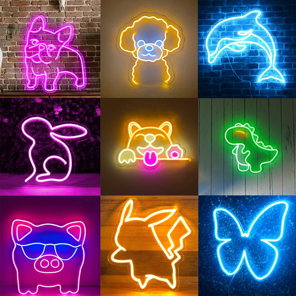 Đèn led neon Decor trang trí phòng ngủ hình thú cưng chó mèo quà tặng ...