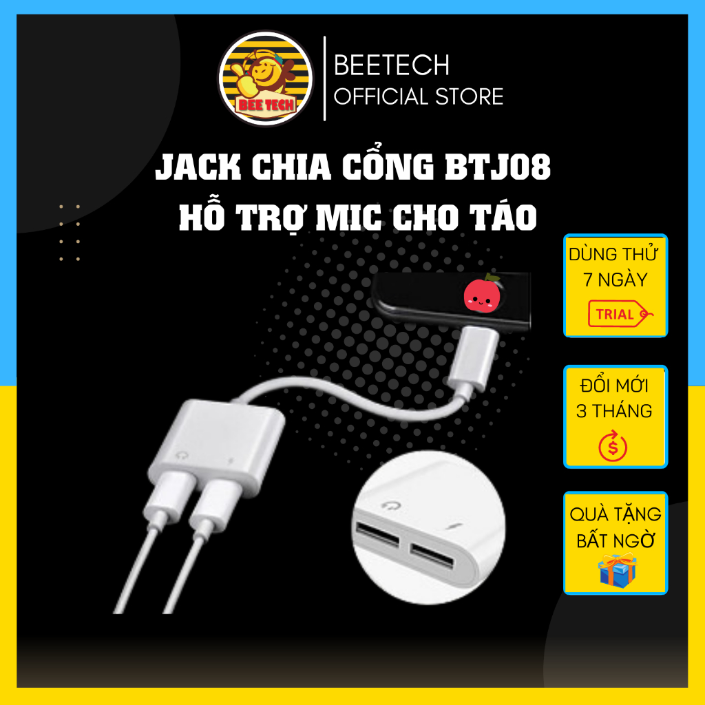 Jack Chia Cổng BEETECH BTJ08 Chia Chân Dẹt Vừa Sạc Vừa Đeo Tai Nghe Cho Táo - Beetech | Shopee ...
