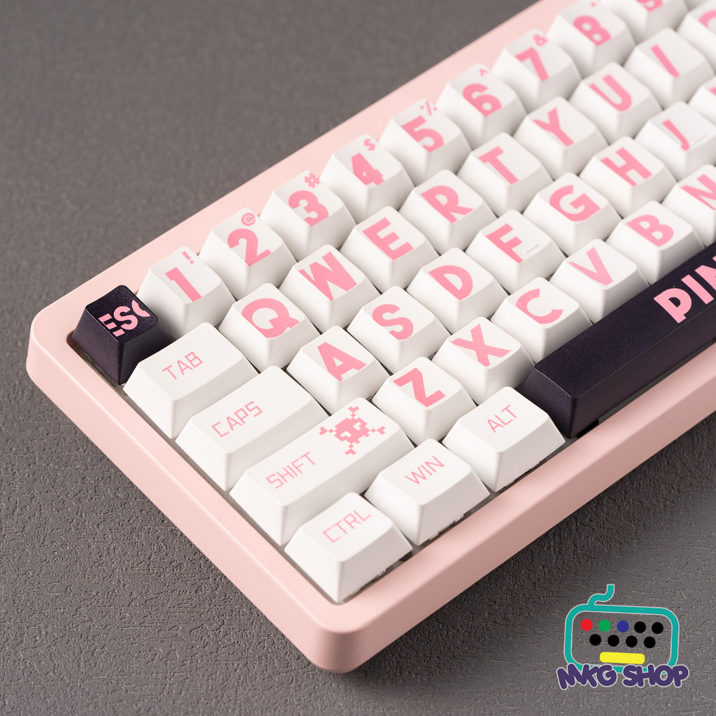 Keycap Pink pixel PBT in nhiệt, 132 nút bàn phím cơ cherry profile ...