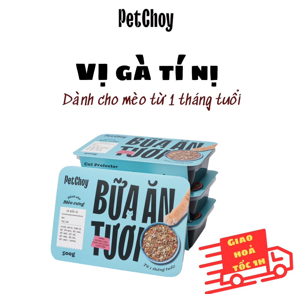 Pate tươi PETCHOY cho mèo từ 1 tháng tuổi vị "GÀ TÍ NỊ" 500GRAM ...