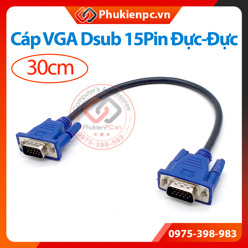 Cáp VGA Dsub 15Pin Đực-Đực DB15 Male to DB15 Male dài 30cm-0.3M cho máy ...