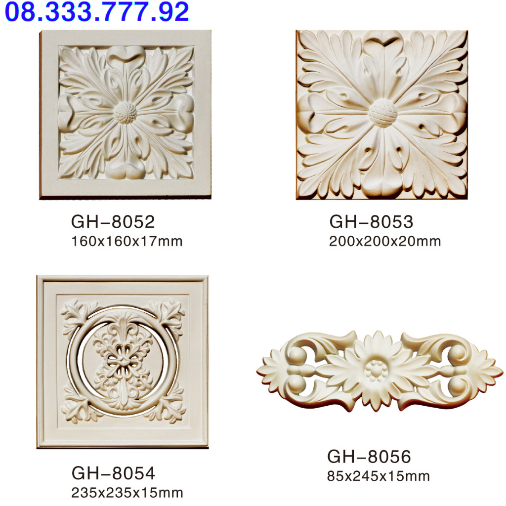 Phù điêu AKHOA, họa tiết hoa góc cạnh trang trí trần, tưởng, chất liệu PU siêu bền, mã GH 8052 ...