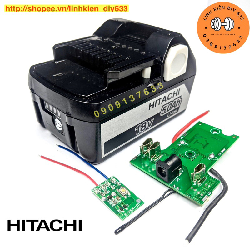 Combo full vỏ led Hitachi 18V-5AH kèm mạch Hitachi Adapter 18V (DIY633 ...