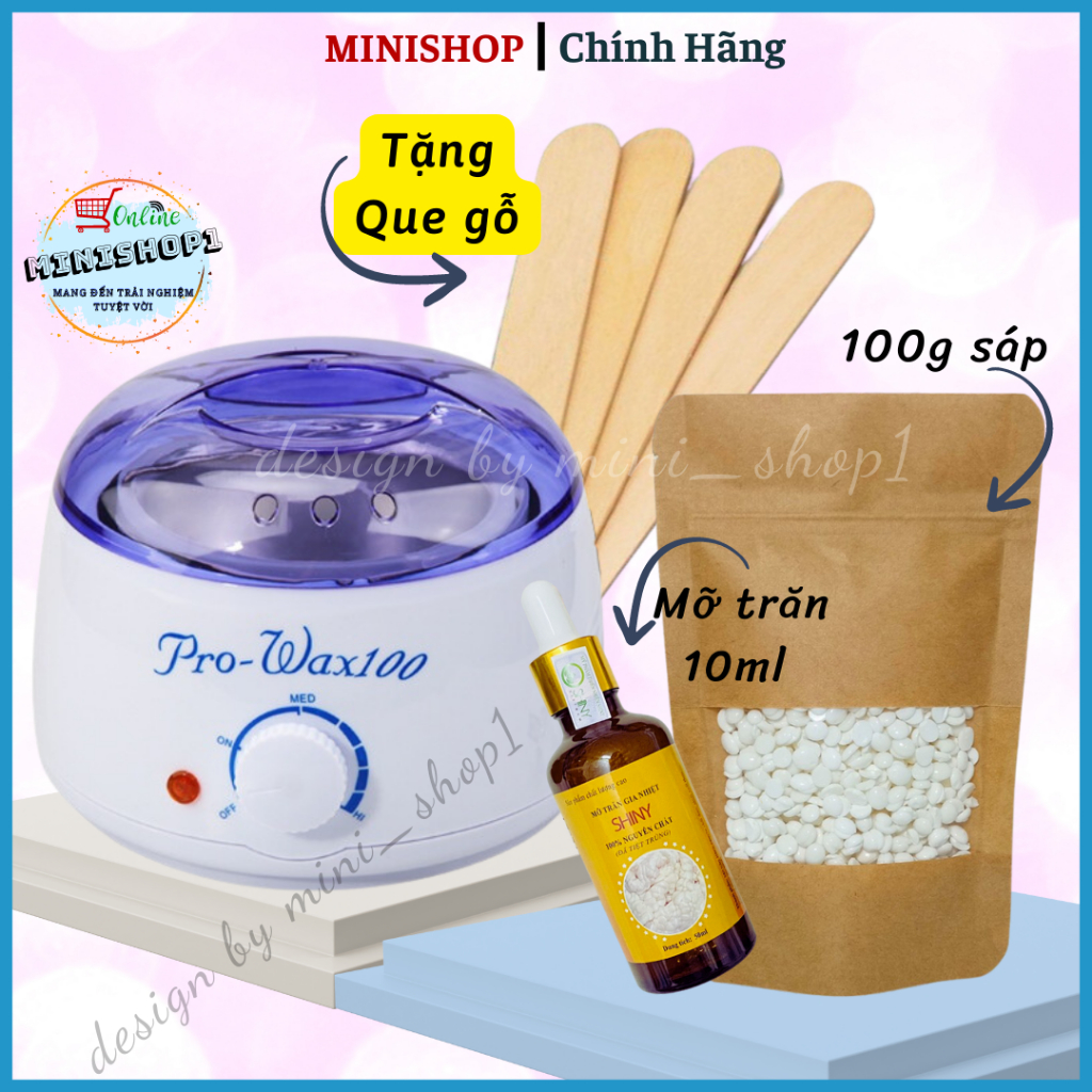 Combo 100g Sáp wax lông + Nồi Nấu Sáp Wax Lông PRO-100, dùng triệt râu ...