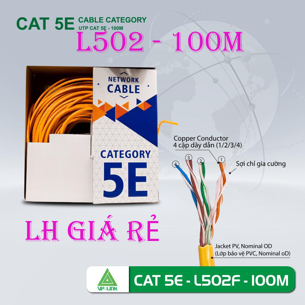CÁP MẠNG 100M (CAT 6A, 6E, 5E) UTP VSP CAT6A , LÕI CHỮ THẬP , DÂY CÁP ...