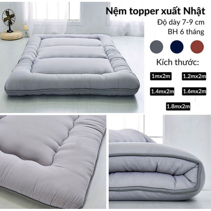 TAKARA nệm topper xuất Nhật dày 8cm màu xám đủ size 1mx2m,1m2 x 2m,1m4 ...