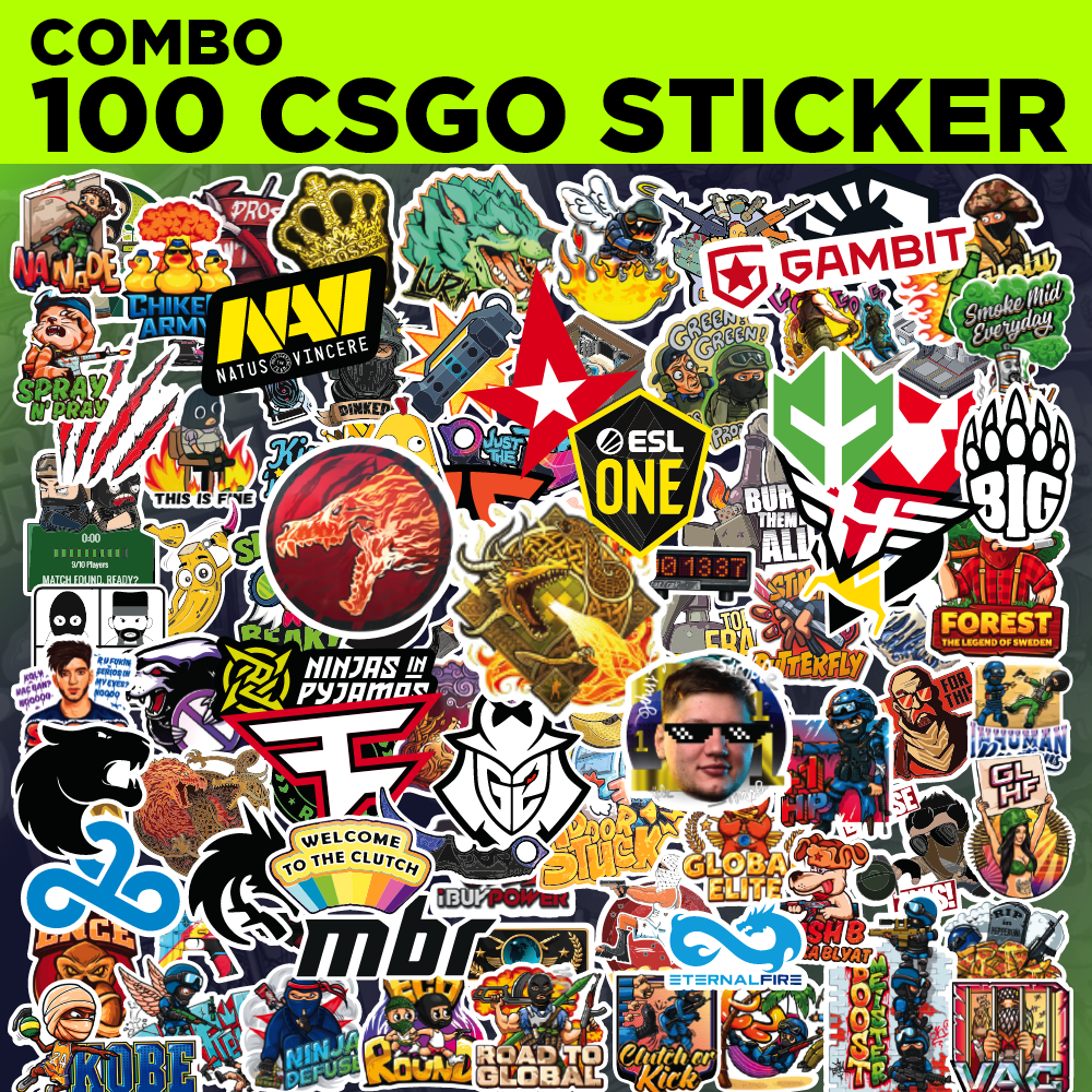Bộ 100 Hình Dán CSGO Sticker Counter Strike Trang Trí Mũ Bảo Hiểm Điện ...