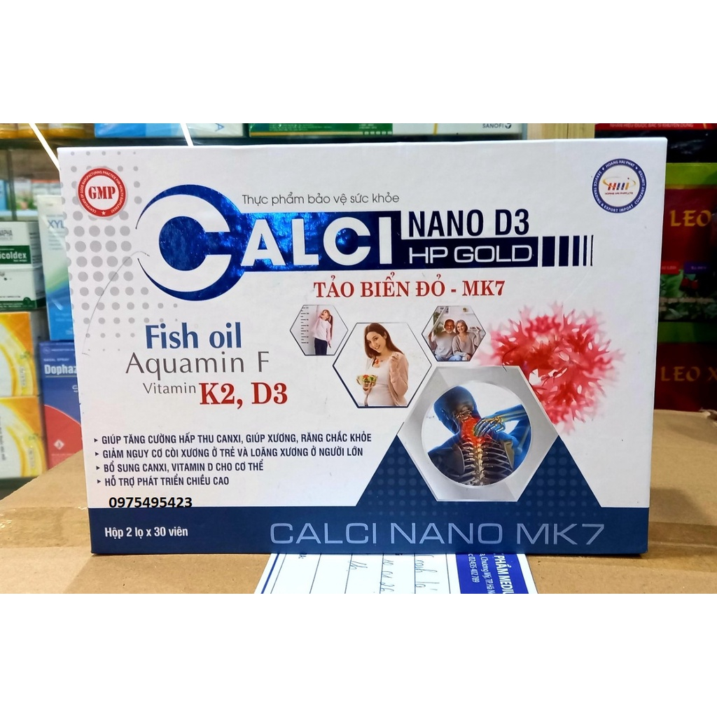 Viên uống Calci Nano D3 HP Gold - Bổ sung canxi, giúp xương, chắc khỏe- phòng ngừa loãng xương ...