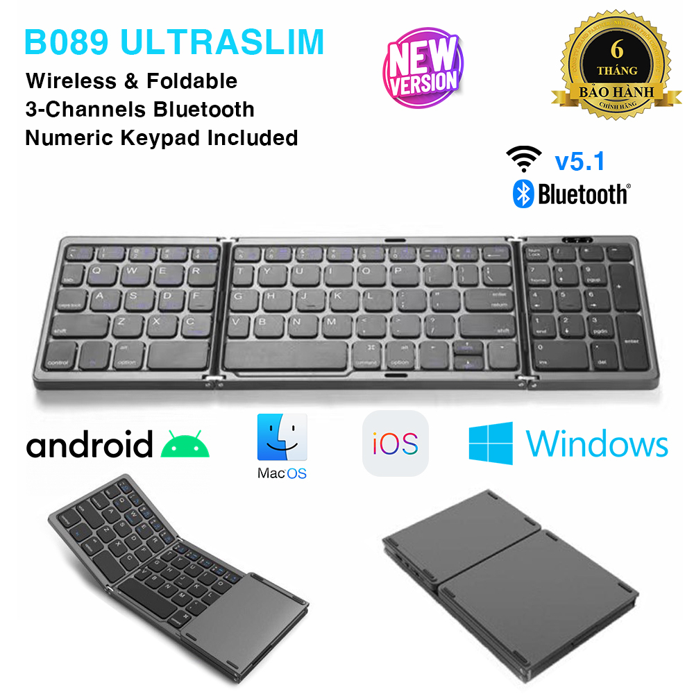 Bàn Phím Gập Không Dây Bluetooth B089 (Phím Số, Không Trackpad) - Tương ...