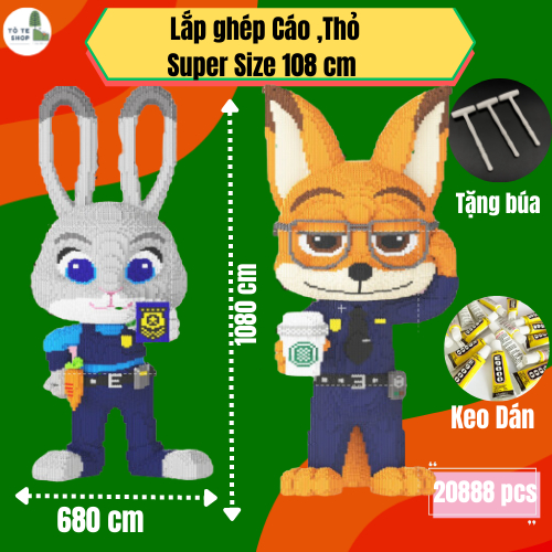 Mô hình lắp ghép nhân vật 3D ZOOTOPIA cáo thỏ cảnh sát, Cáo Nick Size ...