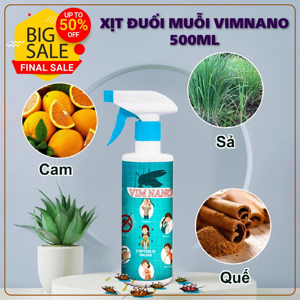 Bình Xịt Đuổi Muỗi, Côn trùng, Thạch Sùng Vim Nano 500ml Mùi Thơm Thảo ...