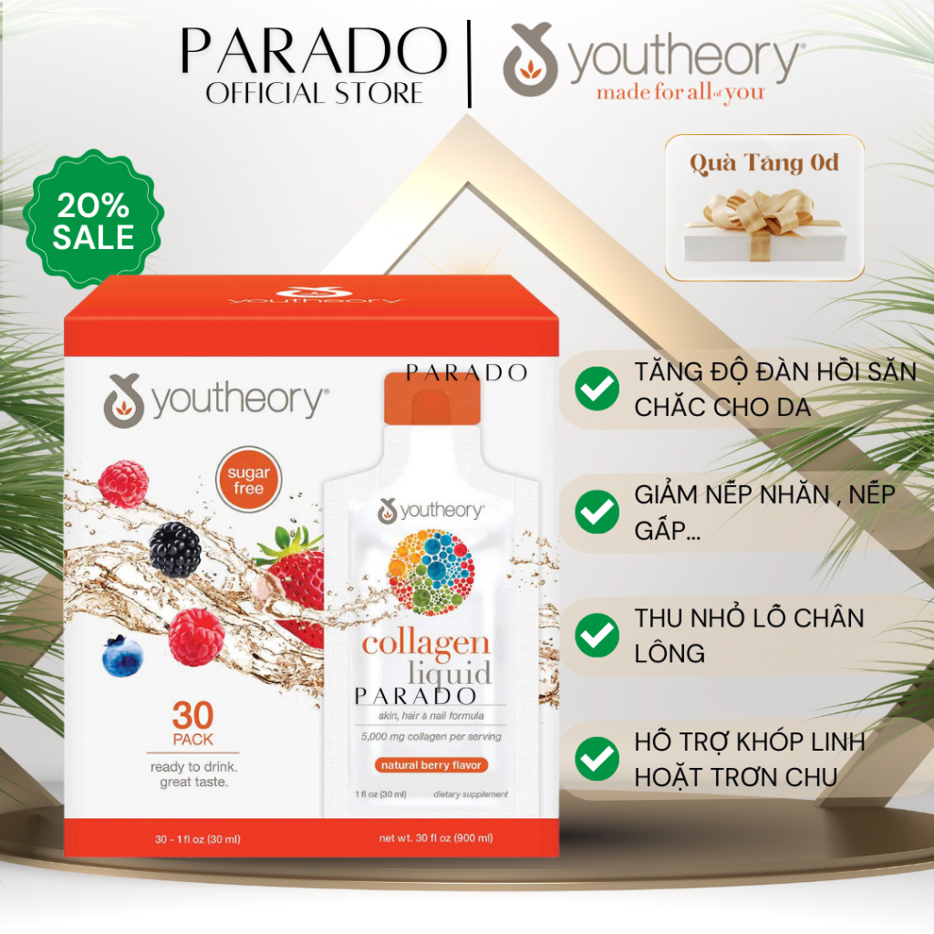 Nước Uống Bổ Sung Collagen Vị Dâu Youtheory Collagen Liquid Berry ...