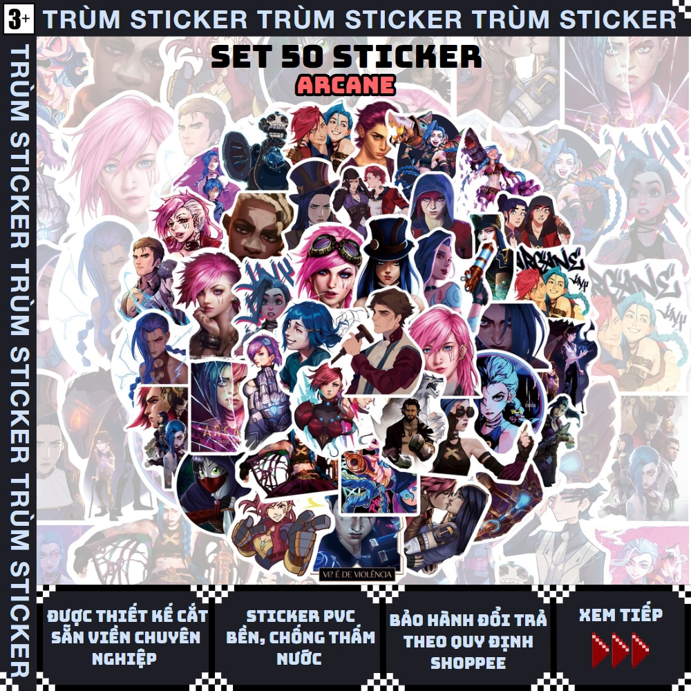 Set 50 Stickers, Hình Dán Liên Minh Huyền Thoại Arcane-movie,game ...