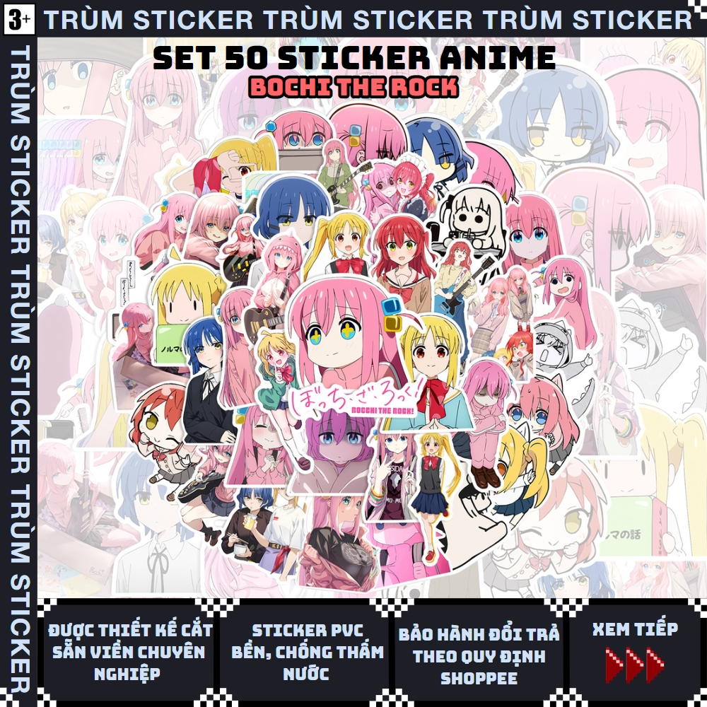 Bộ, Set 50 Sticker, Hình Dán Bocchi The Rock hoạt hình anime,movie ...