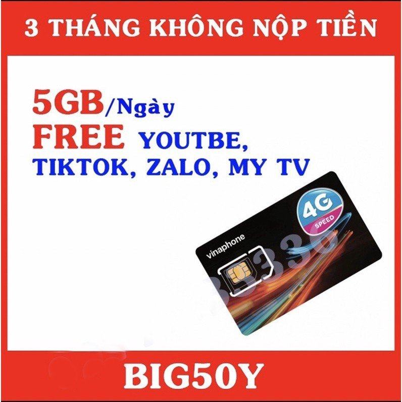 Sim 4G Vina Big50y miễn phí 3 tháng gia hạn chỉ 50k/tháng 5G/ngày ...