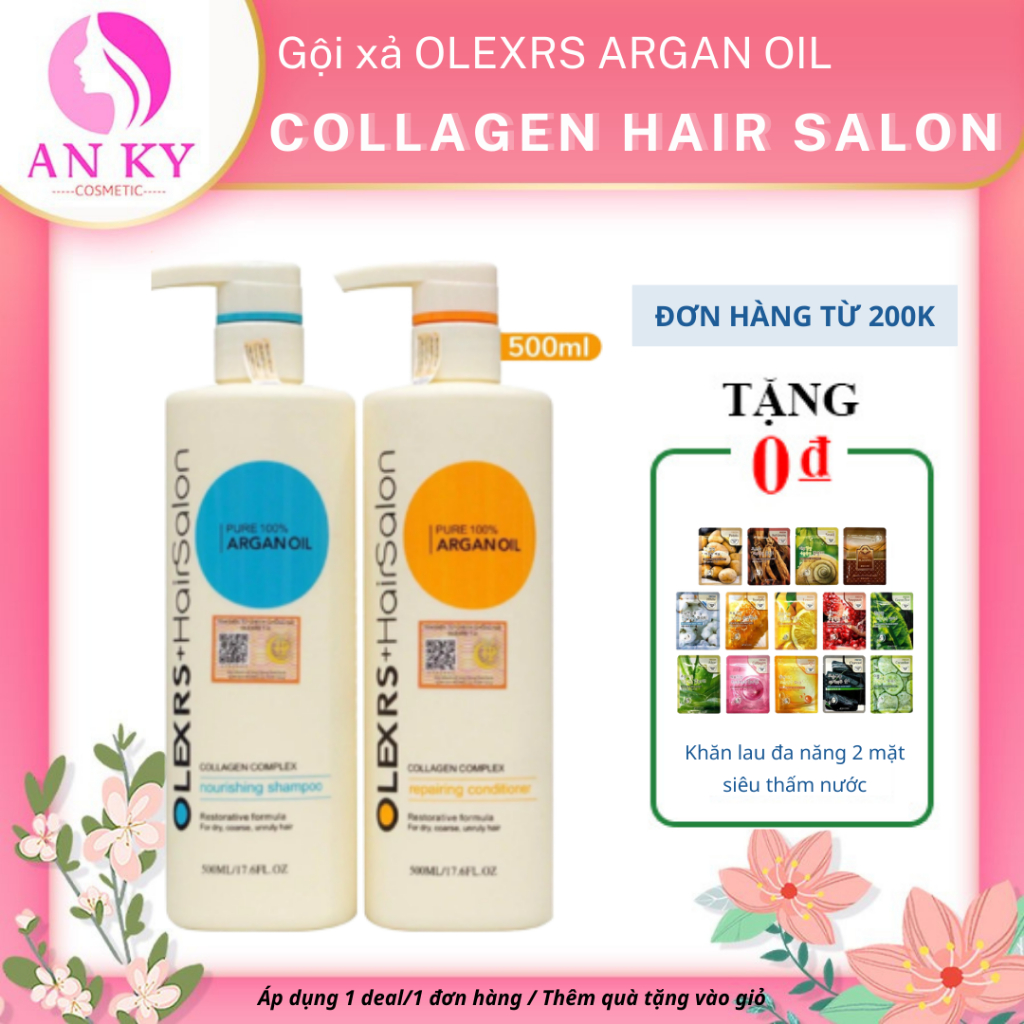 Cặp Dầu Gội Xả Olexrs Argan Oil Collagen Hair Salon Chính Hãng 500ml/ 1 ...