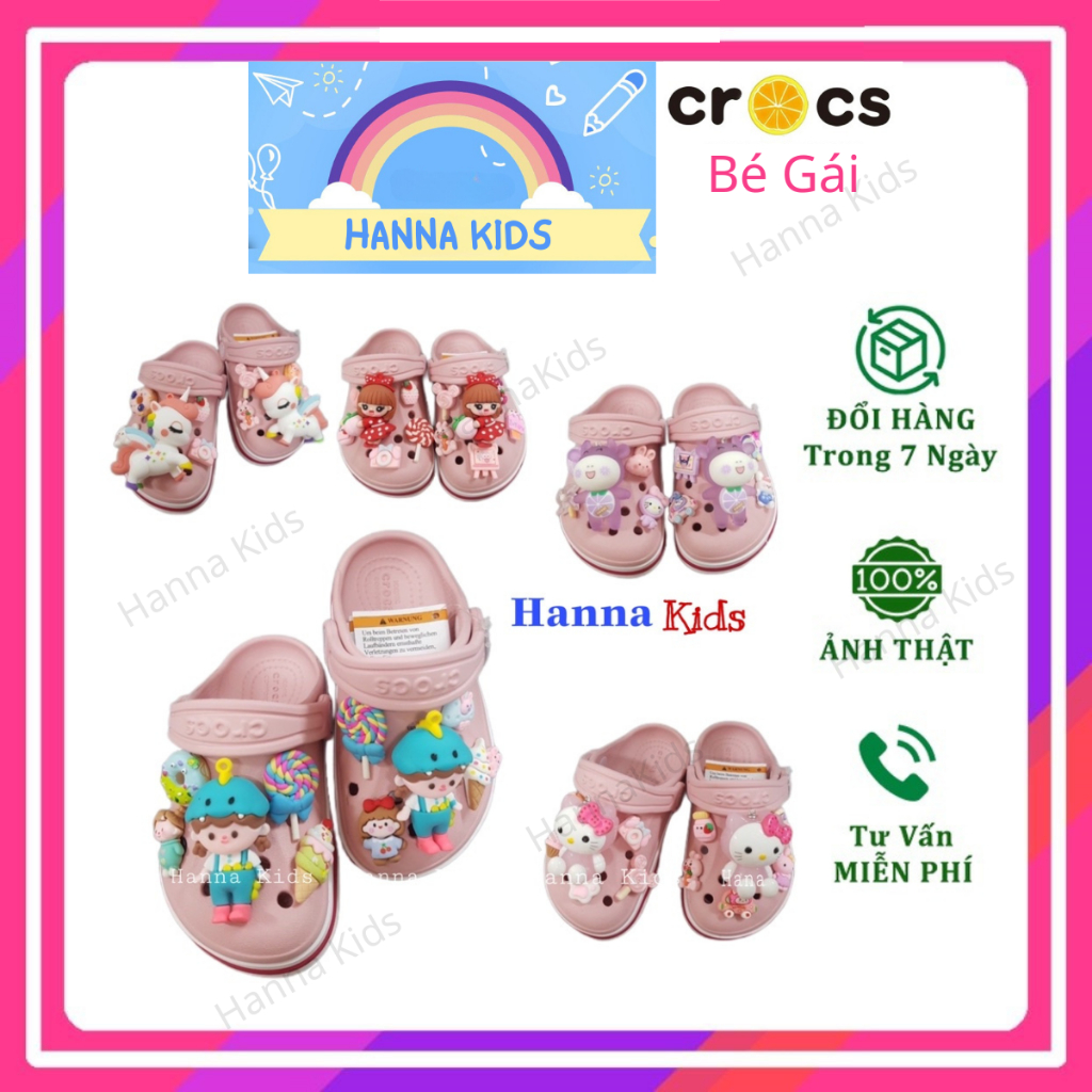 HÀNG LOẠI 1-Tặng 12 Sticker-Dép Cross cho bé gái trẻ em nữ HannaKids ...