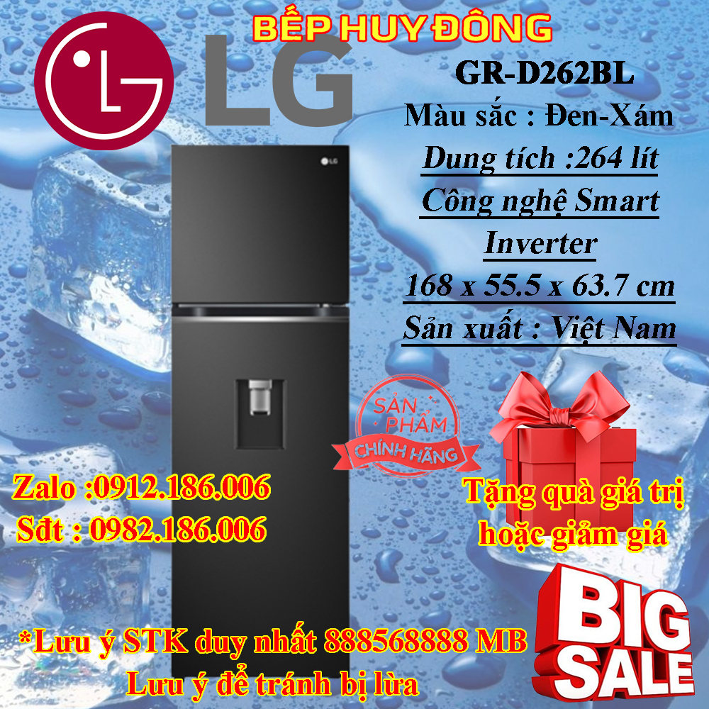 TỦ LẠNH LG Inverter 264 Lít GV-D262BL | Shopee Việt Nam