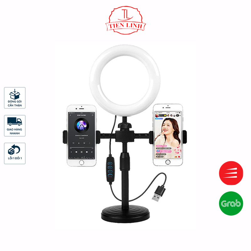 Cây Đèn Led live stream Để Bàn Tích Hợp Led, Kẹp Điện Thoại, Gương ...