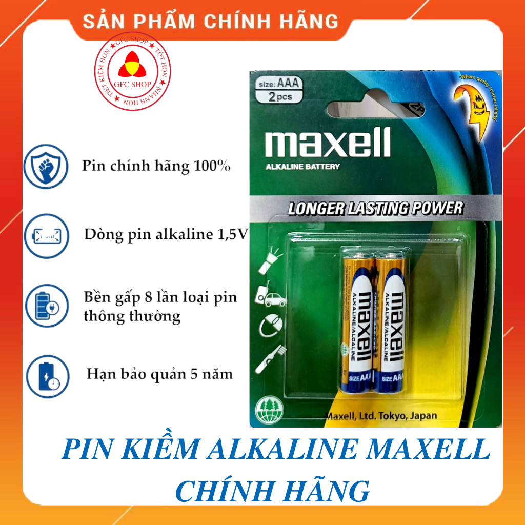 Pin kiềm Akaline - PIN Maxell 2 cỡ AA hoặc AAA 1.5V - (1 Cặp 2 viên ...