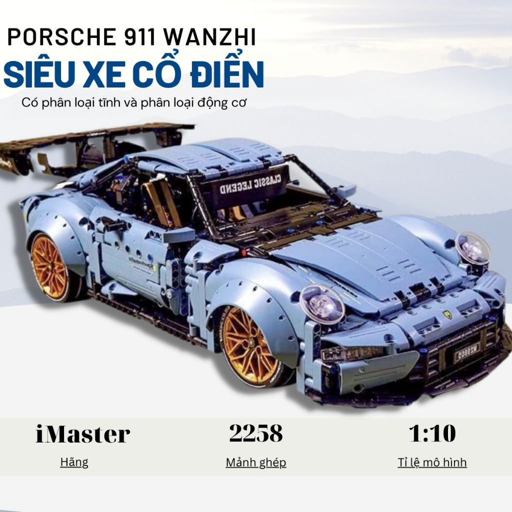 Mô hình lắp ráp siêu xe technic Posche 911 Wanzhi SKU 9085-2 Bản CÓ ...