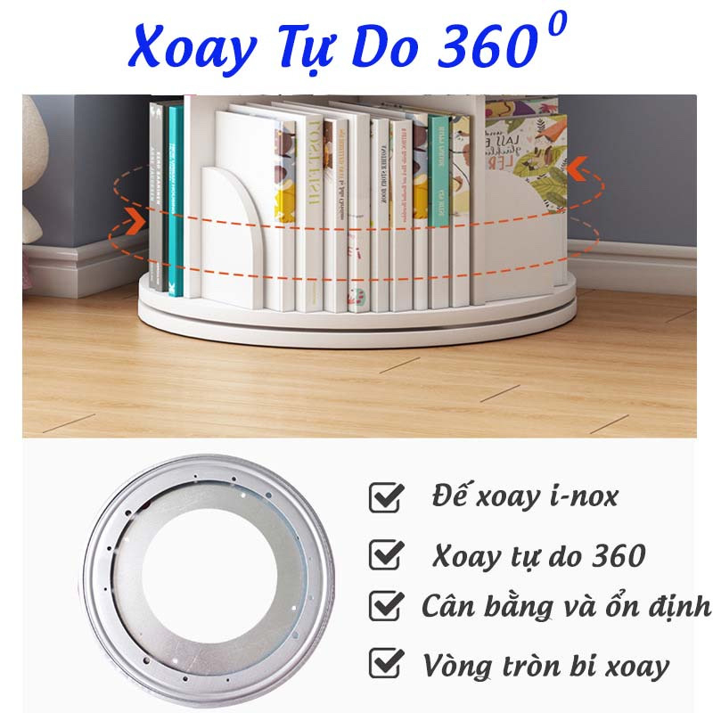Kệ sách xoay tròn, kệ sách gỗ thông minh 2-3-4-5 tầng xoay 360 độ. Giá ...