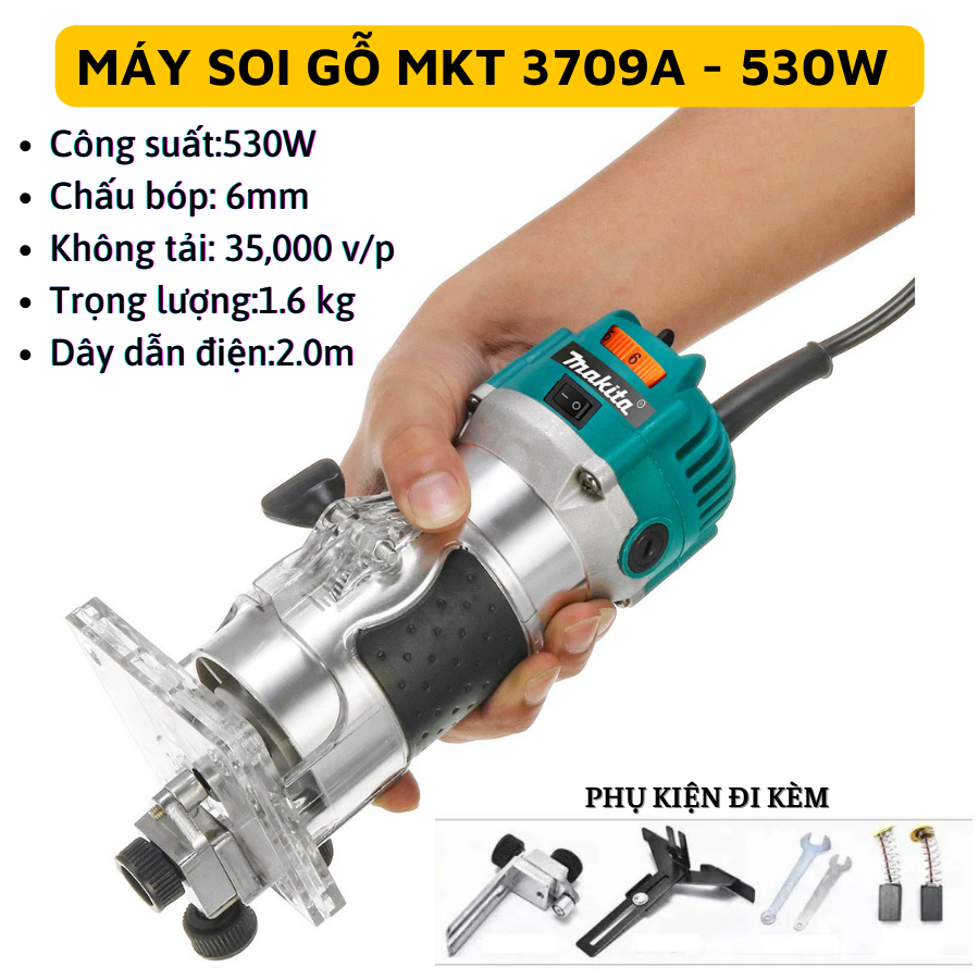 Máy soi gỗ 6mm MKT máy phay mini 530W điện áp 220V/50Hz - 60Hz, dùng để ...