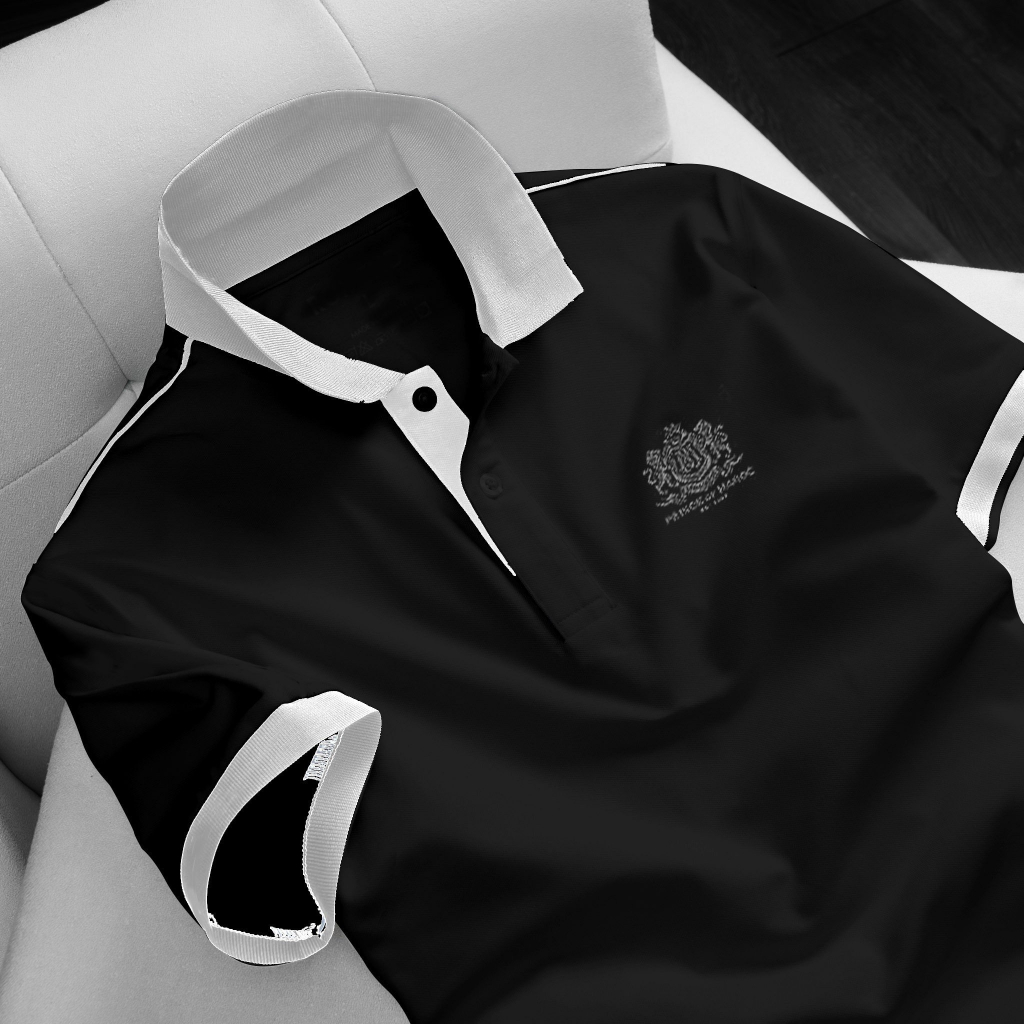 Áo Polo Nam màu Đen phối viền trắng POLOB&W áo thun có cổ Polo phong ...