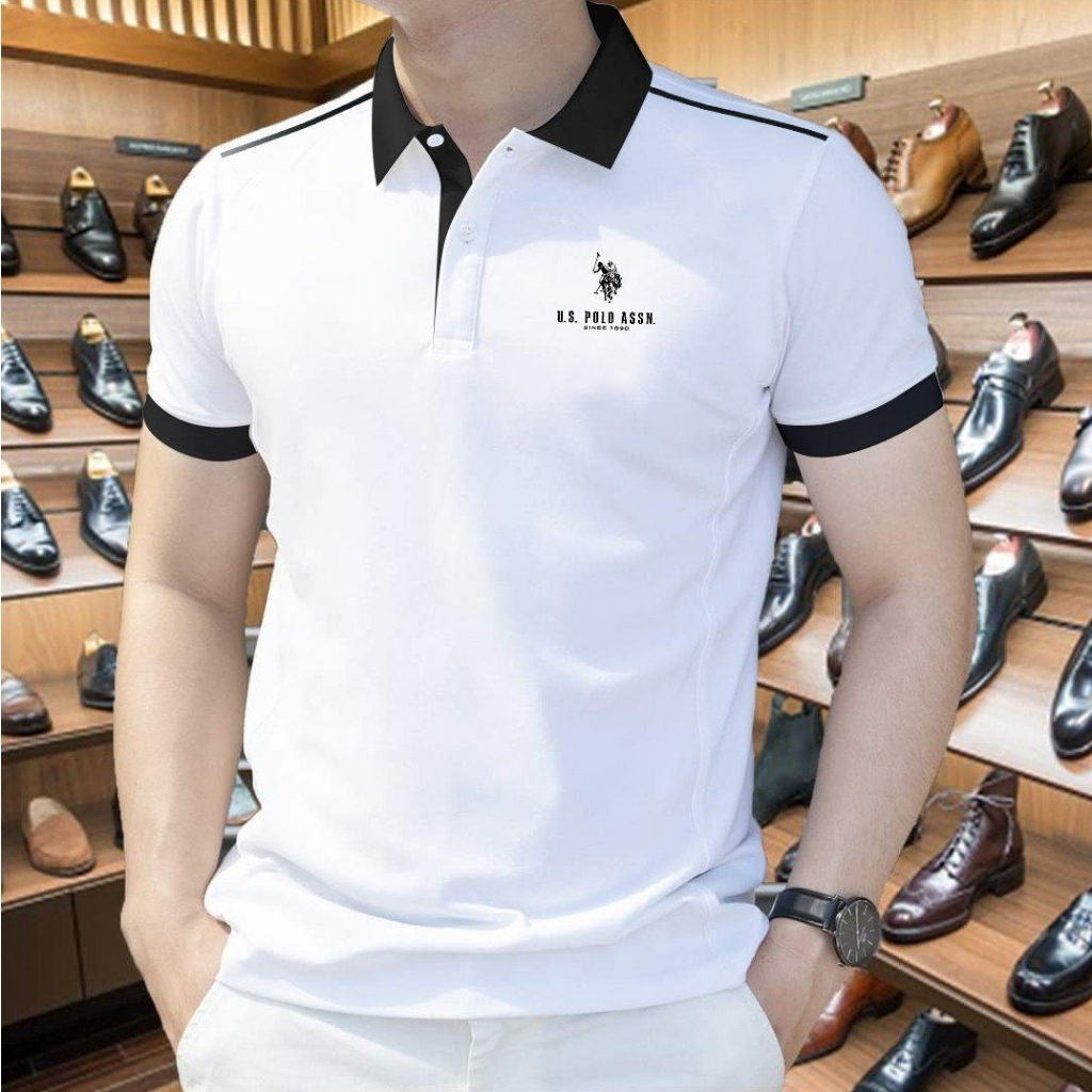 Áo Polo Nam màu Trắng phối viền đen POLOB&W áo thun có cổ Polo phong ...