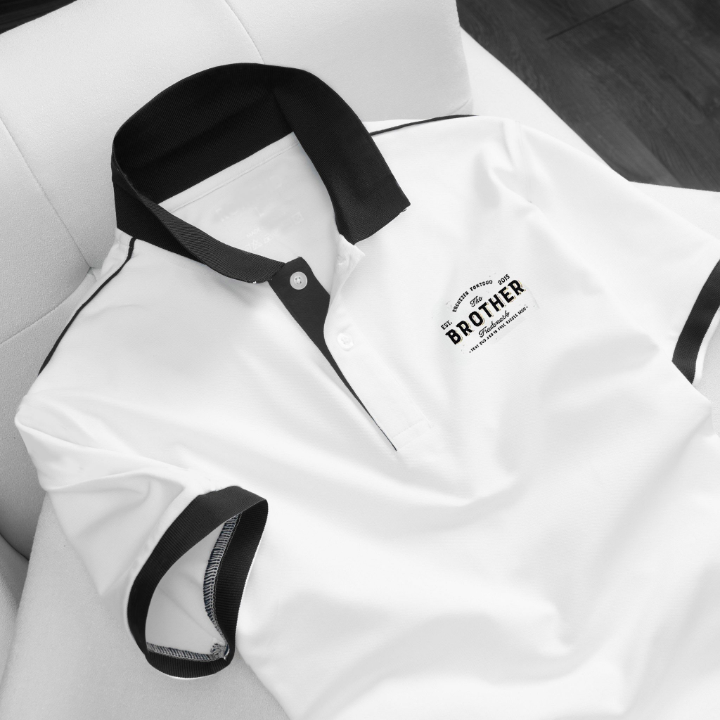 Áo Polo Nam màu Trắng phối viền đen POLOB&W áo thun có cổ Polo phong ...