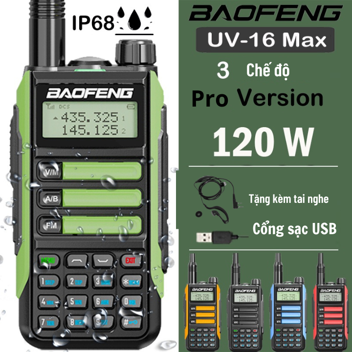 Bộ đàm baofeng UV-16 pro IP68 Chống Nước khoảng cách 30-50km băng tần kép bảo hành 24 tháng ...