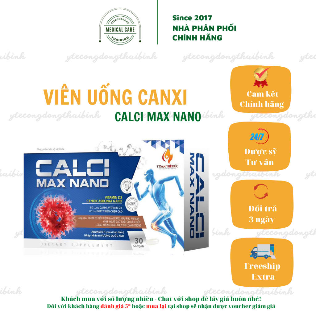 Viên uống CANXI MAX NANO bổ sung Canxi tăng chiều cao cho trẻ, dùng cho ...
