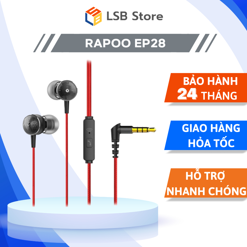 [Hỏa Tốc - HCM] Tai Nghe Có Dây Nhét Tai Rapoo EP28 Jack 3.5mm | Bảo ...