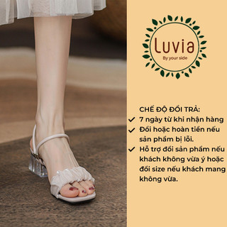 Dép cao gót sandal 5 phân đế vuông gót mica quai bèo nhún Luvia 52CG ...