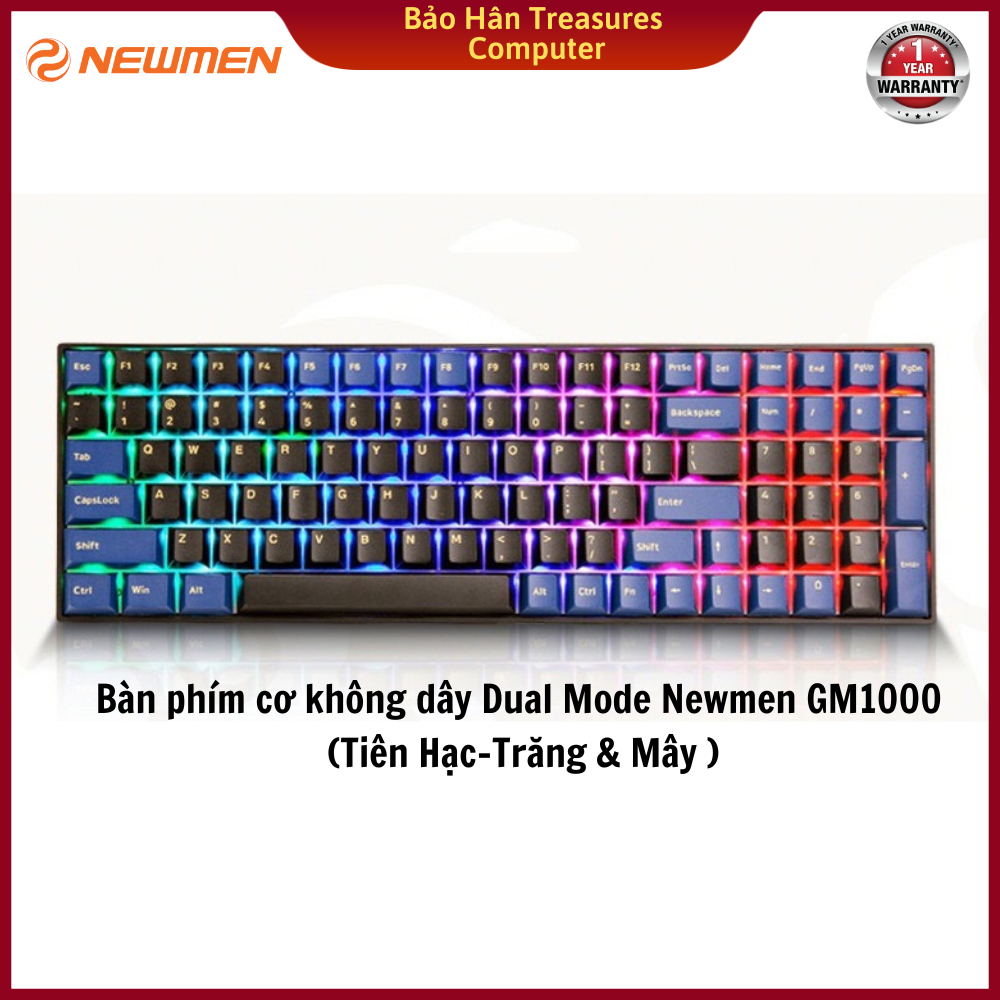 Bàn phím cơ không dây Dual Mode Newmen GM1000 (Tiên Hạc-Trăng & Mây ) - Hàng Chính Hãng | Shopee ...