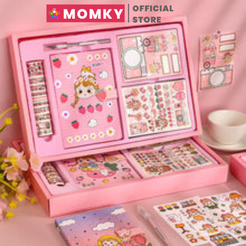 Hộp quà tặng Sổ tay cô gái dễ thương -Sticker- Tape -Set Sinh Nhật ...