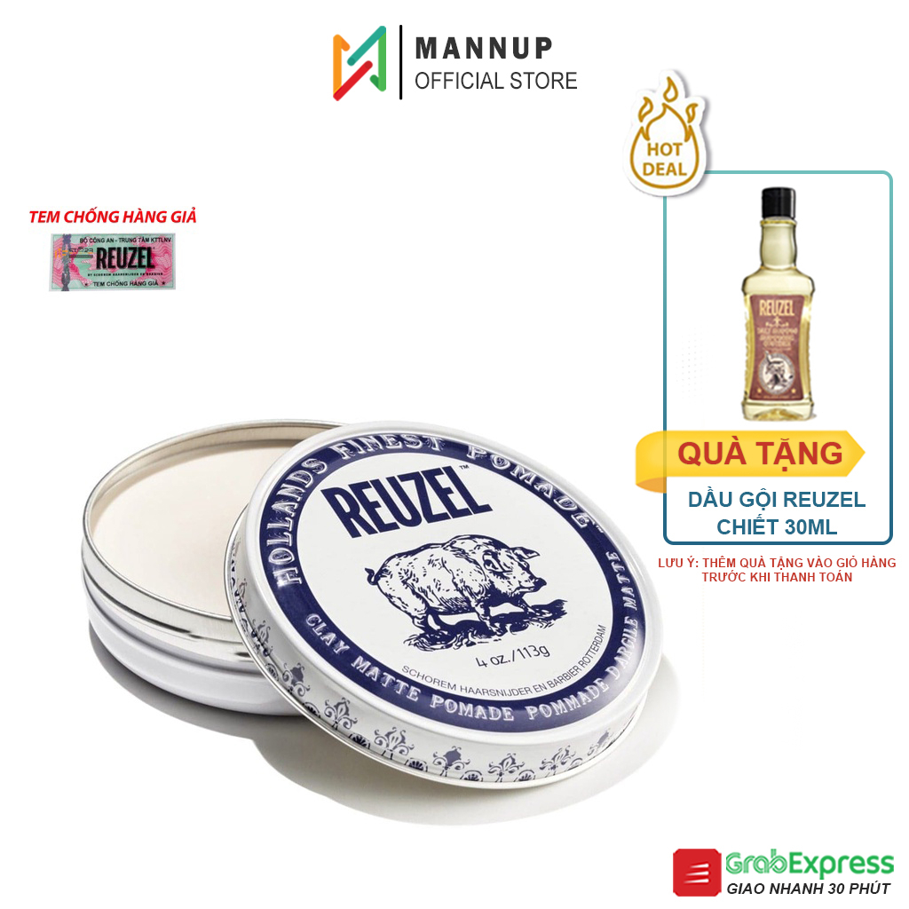 Sáp Vuốt Tóc Reuzel Clay Matte Pomade 35g - 113g | Shopee Việt Nam