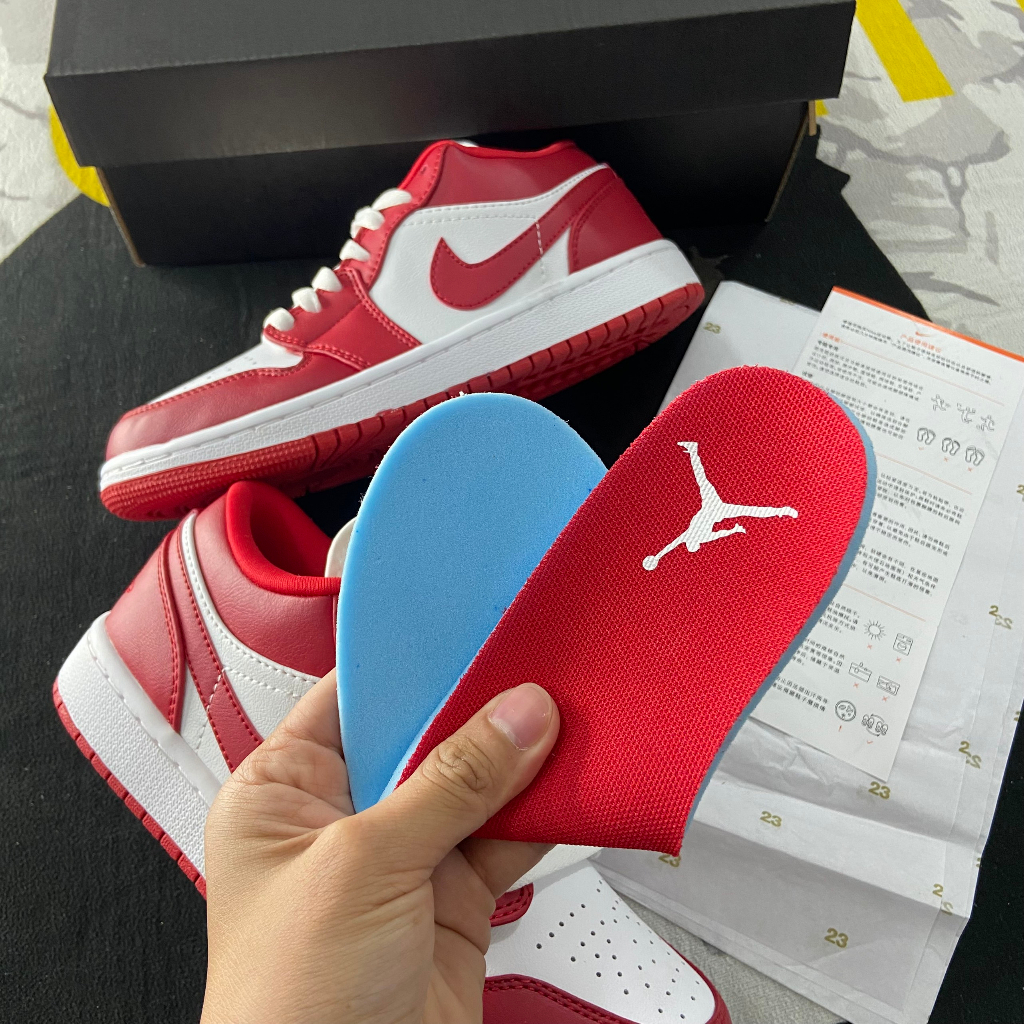 giày jordan màu đỏ cổ thấp, jodan bản chuản cao cấp đủ size nam nữ full ...