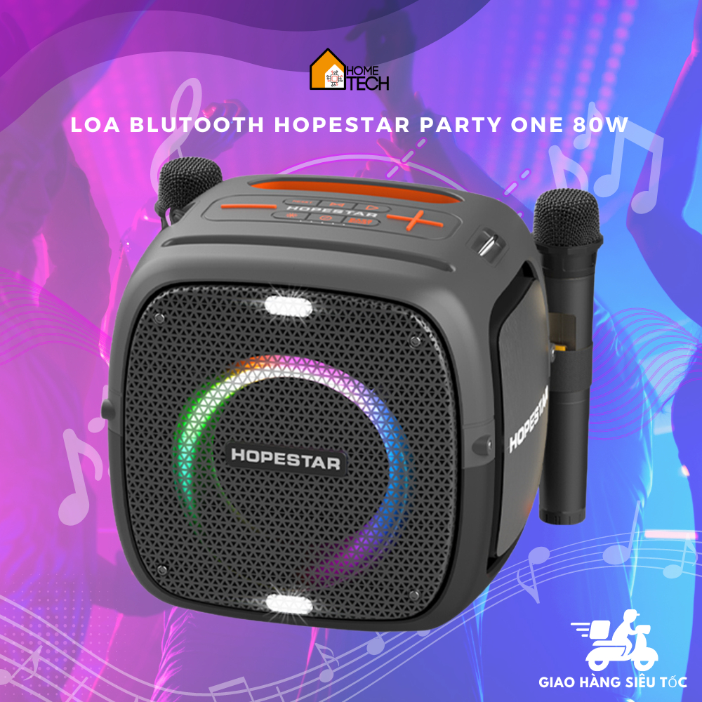 Loa Bluetooth Hopestar Party One 80W 2 micro không dây, TWS, Bass booste, LED RGB, Pin 12500 Mah ...