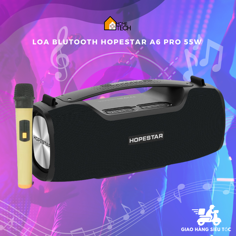 Loa Bluetooth Hopestar A5 Pro 55W, Bass Bootster, TWS, chống nước IPX6, Pin 6000 Mah kèm 1 micro ...