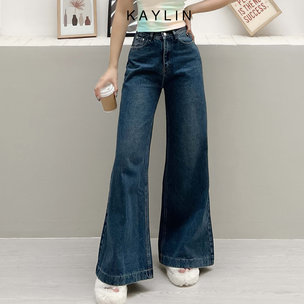 Quần JEAN KAYLIN form suông ống loe chất vải Denim đầy dặn phong cách - N2002 | Shopee Việt Nam