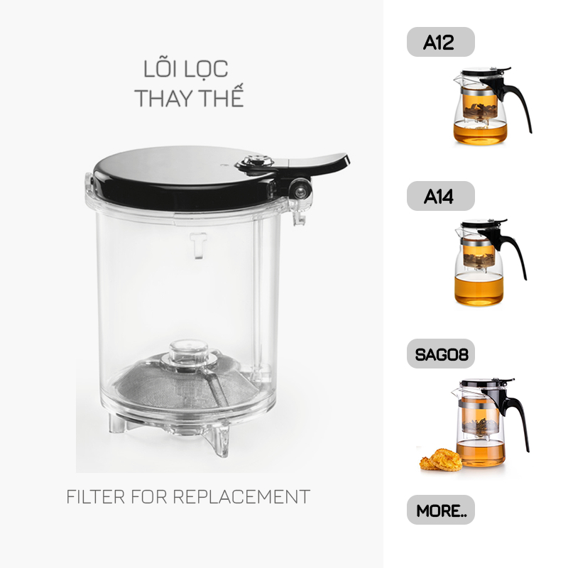 Lõi Lọc Thay Thế - cho Ấm trà có van khóa - Mã E01 , A12 , A14 , B02 ...