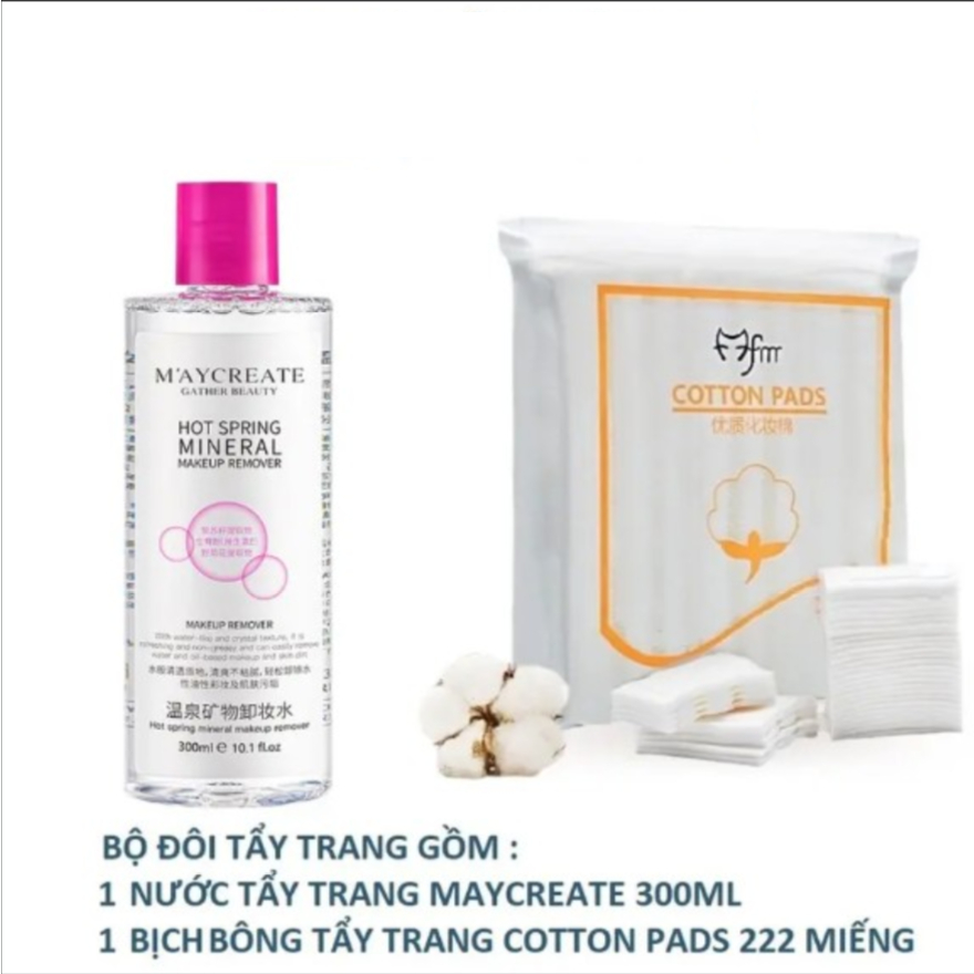 Combo tẩy trang cho phái đẹp ( 1 nước tẩy trang Maycreate 300ml + 1 ...