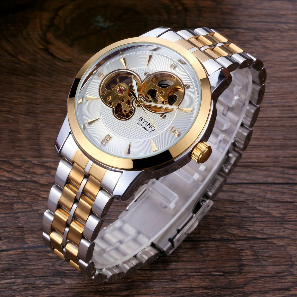 Đồng hồ cơ nam BYINO, đồng hồ cơ lộ máy automatic thép đúc đặc thiết kế ...