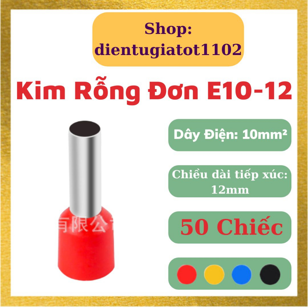 100 Chiếc đầu cos kim rỗng e10-12, cos pin rỗng, đầu cos dây điện, dùng cho dây điện 10mm ...