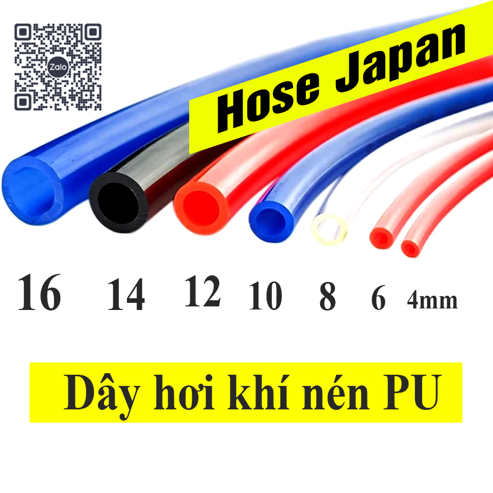 Ống tio Japan 4 6 8 10 12, Ống nước, Ống hơi, Dây hơi khí nén pu mềm dẻo bán mét 1, ống phun ...